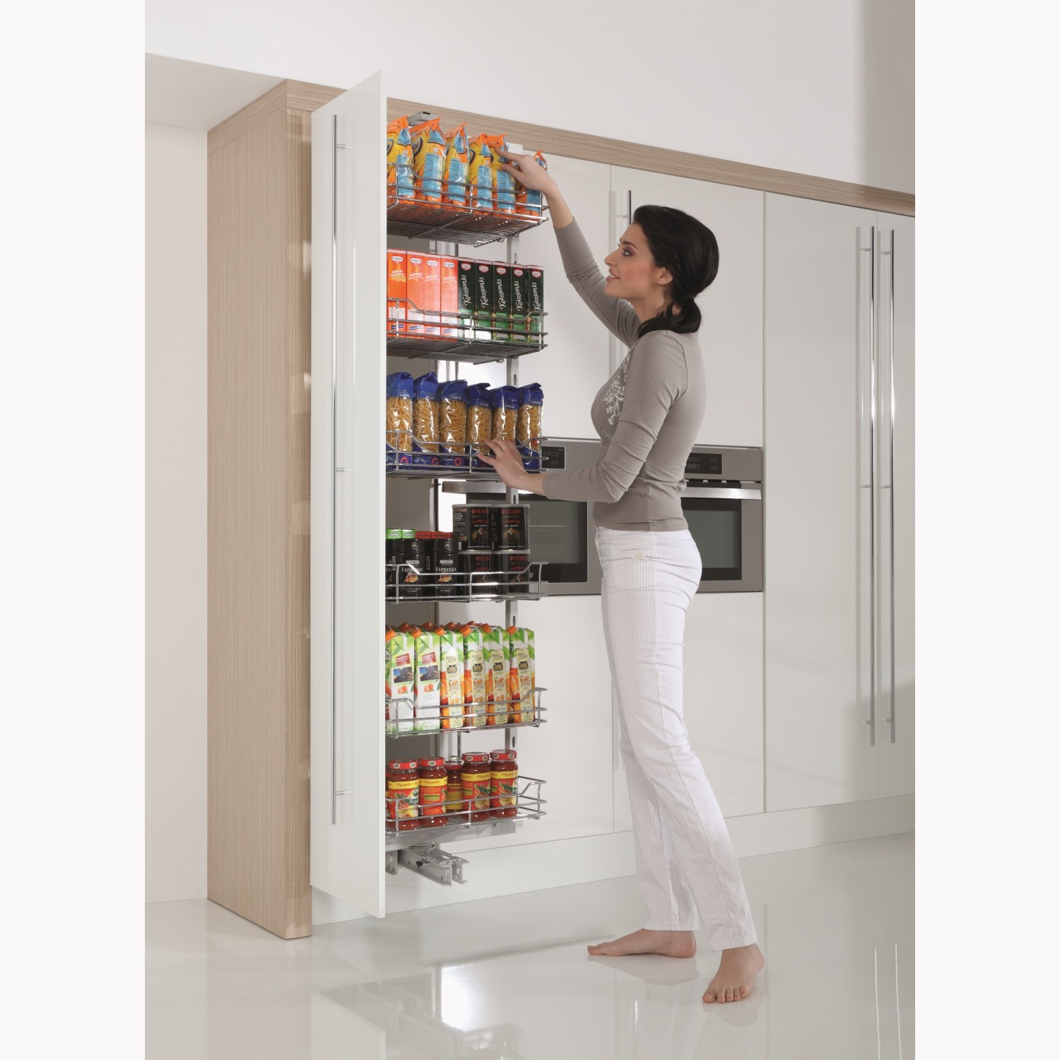 Kitchen storage Tall cabinets MAXIMA EVO ROTATING Kitchen Pull Out Larder Rejs Ltd UK